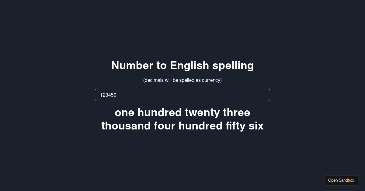 number-to-english-spelling - Codesandbox