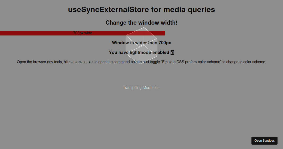 usesyncexternalstore-media-query - Codesandbox