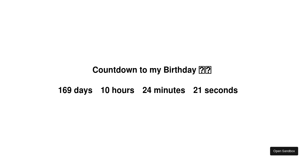 Counter to my BirthDay - Codesandbox