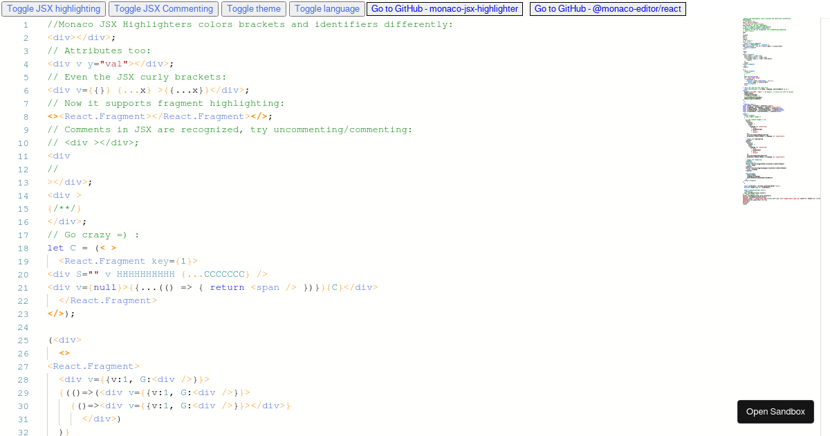 Monaco Editor React With Jsx Highlighting And Commenting V1 Forked Codesandbox