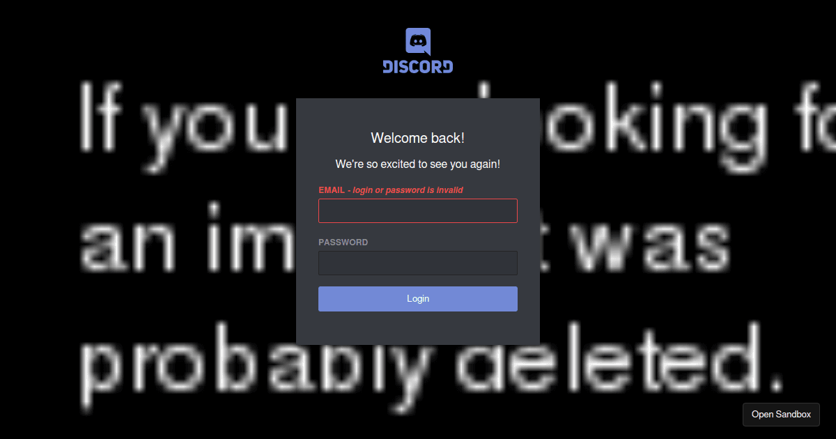 XX - discord login form - Codesandbox