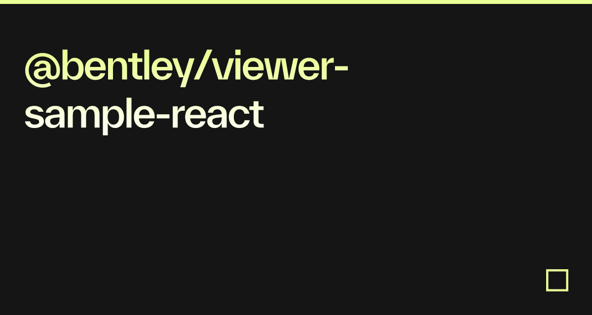 Bentleyviewer Sample React Codesandbox