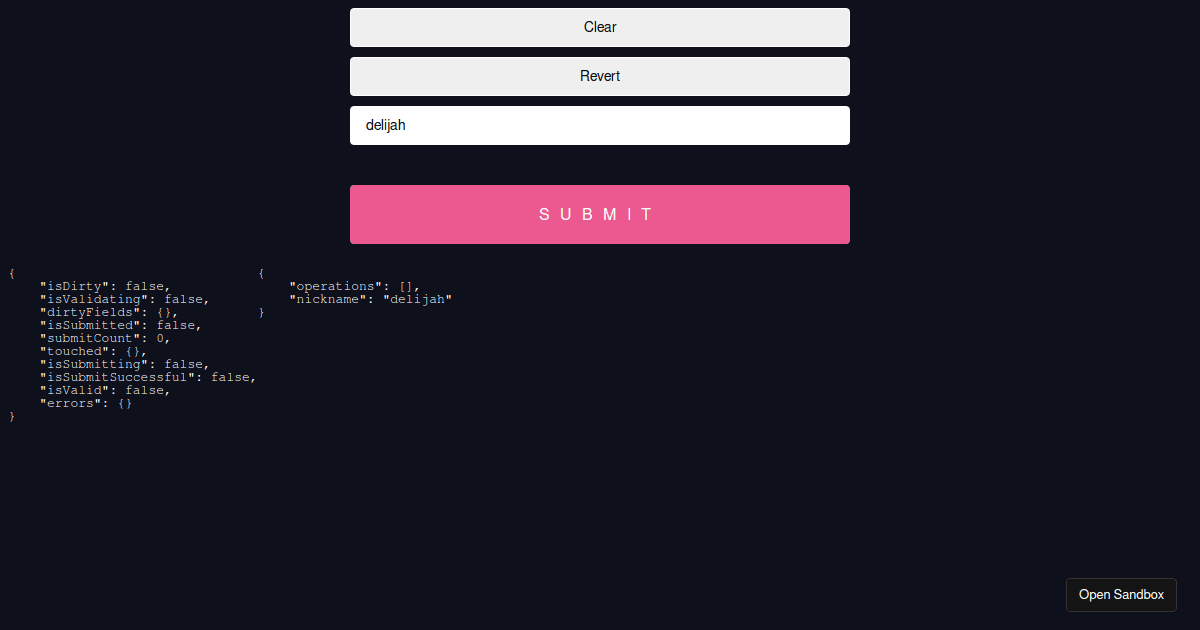 React Hook Form - useForm Template (forked) - Codesandbox