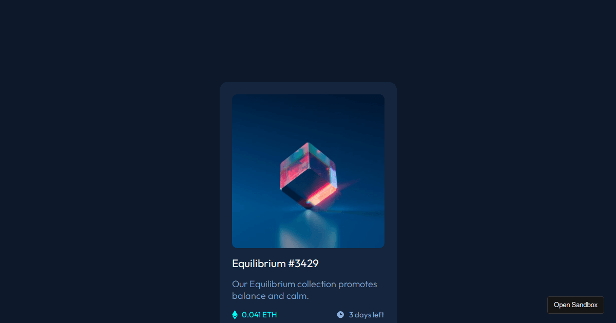 NFT preview card component - Codesandbox