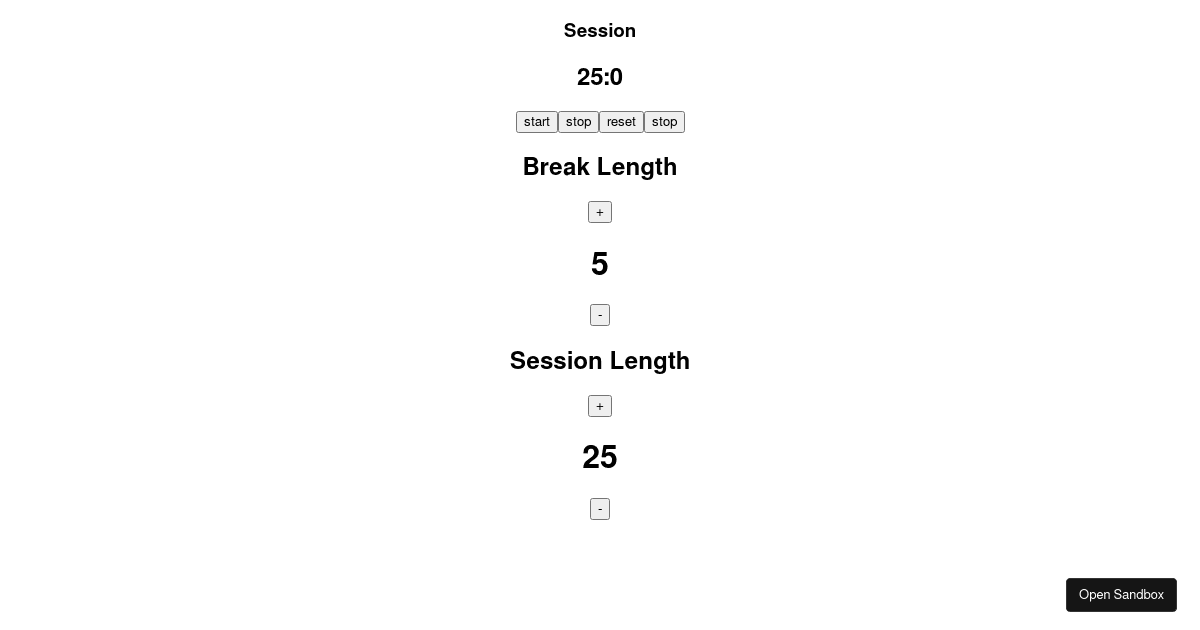 25 session timer - Codesandbox