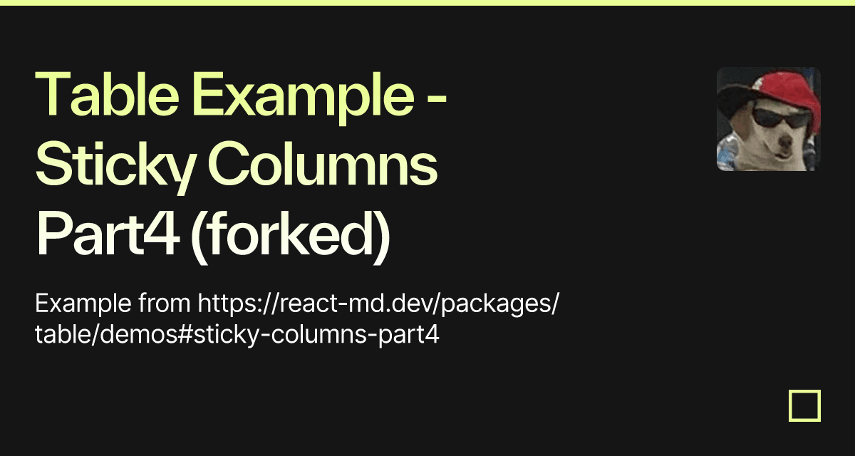 Table Example Sticky Columns Part4 Forked Codesandbox 4772