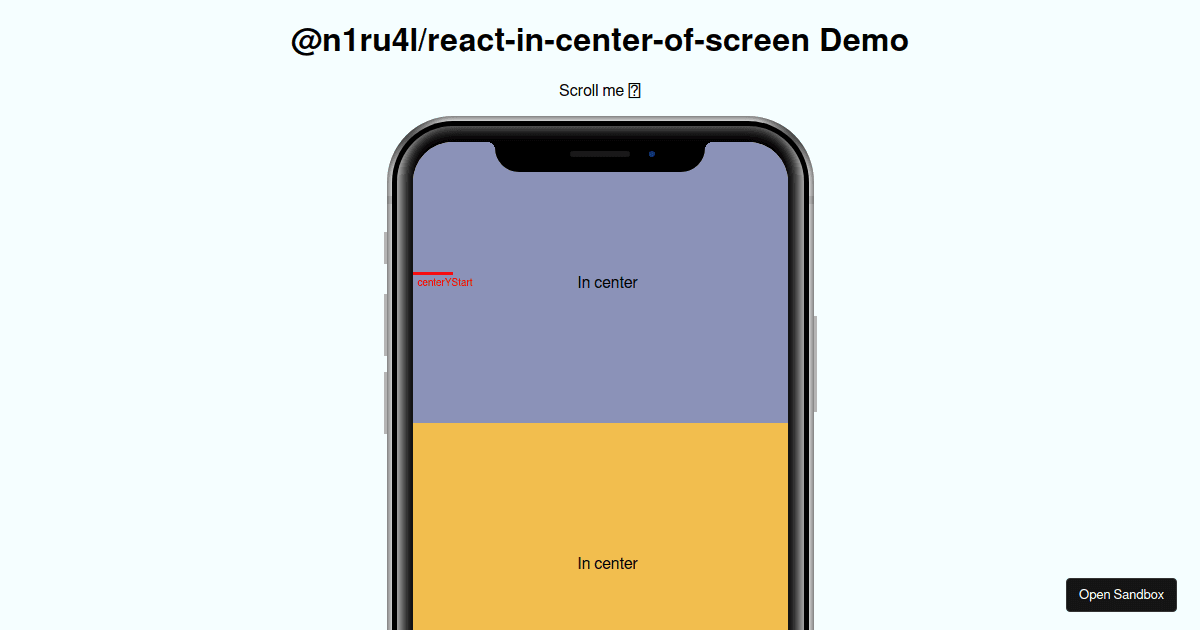 react-in-center-of-screen react-dom demo (forked) - Codesandbox