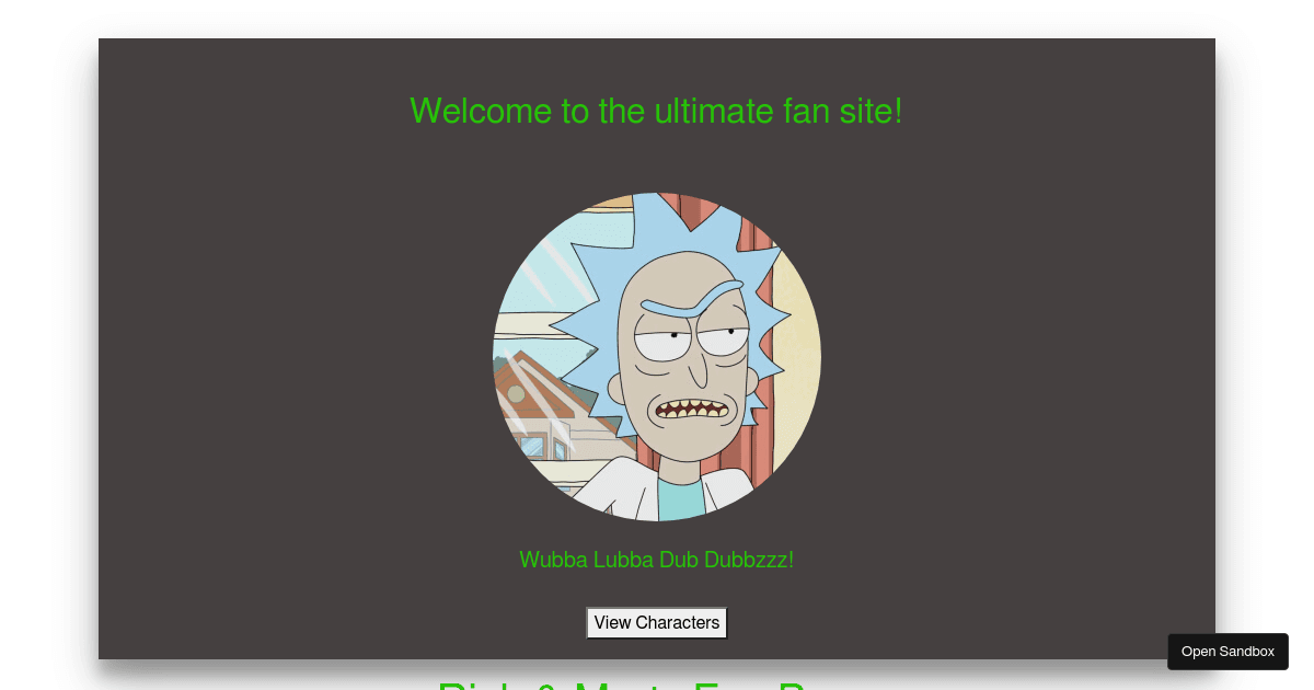 RickAndMortyAPI - Codesandbox
