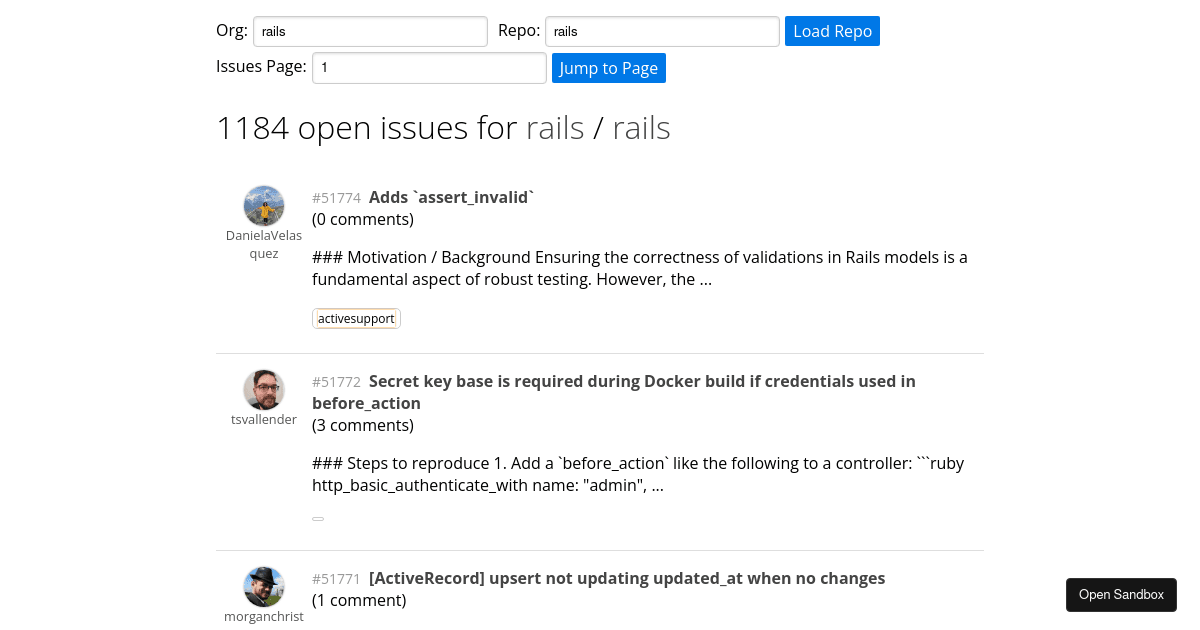 rsk-github-issues-example - Codesandbox