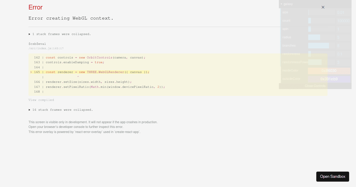 three.js galaxy - Codesandbox