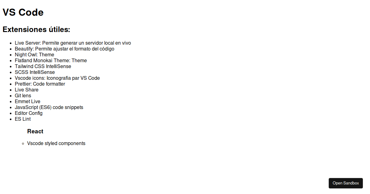 VS Code - Codesandbox