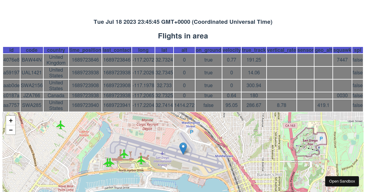 Open Sky flights (forked) - Codesandbox