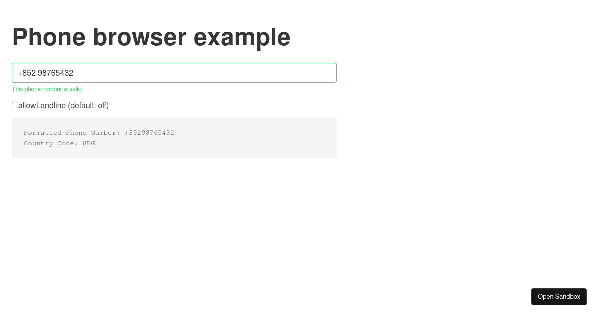 Phone browser example (React) (forked) - Codesandbox