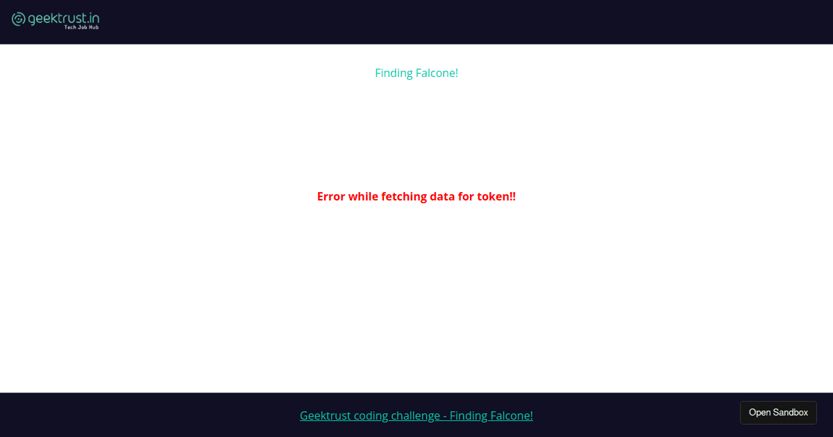 Finding Falcone GeekTrust - Codesandbox