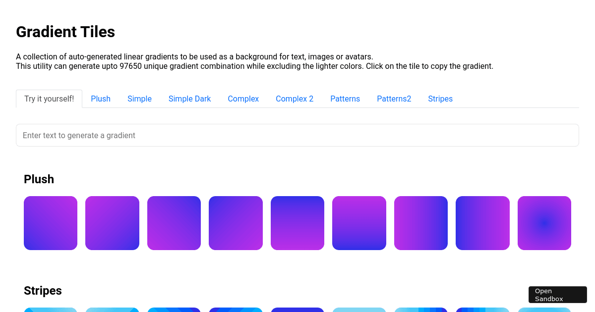 gradient generation testing - Codesandbox
