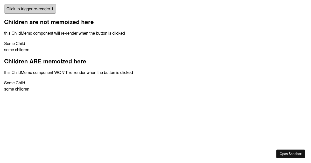 Episode 5, example1 - memo-and-children - Codesandbox
