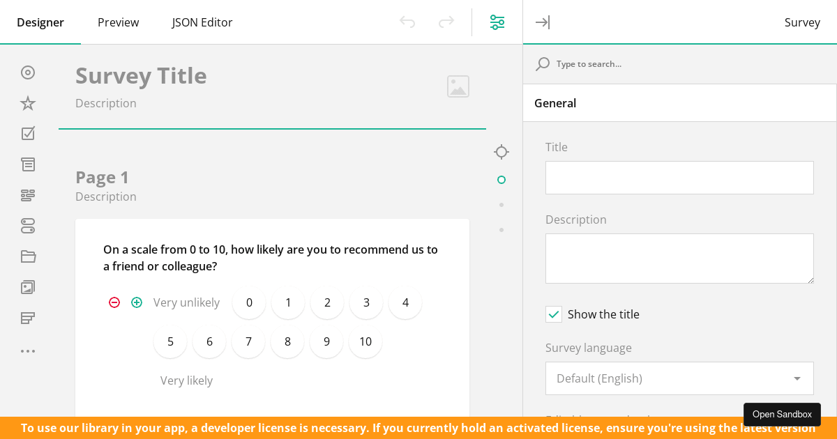 Survey Creator for Vue 3 (Beta) - Codesandbox