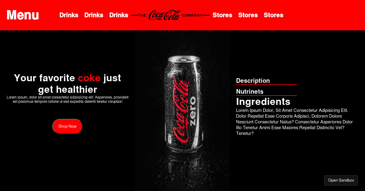 coca cola landing page - Codesandbox