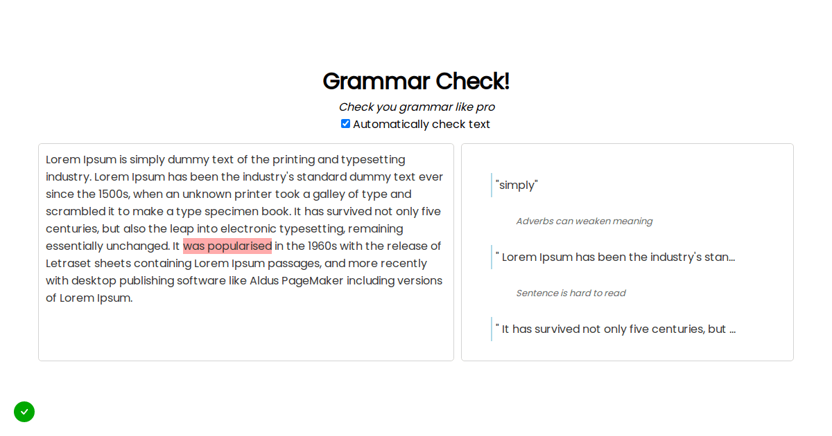 Grammar Checker (Working) - Codesandbox