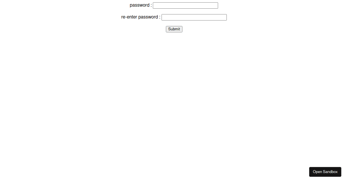 Password match and disable button - Codesandbox