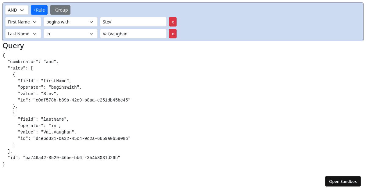 react-querybuilder-bootstrap-example - Codesandbox