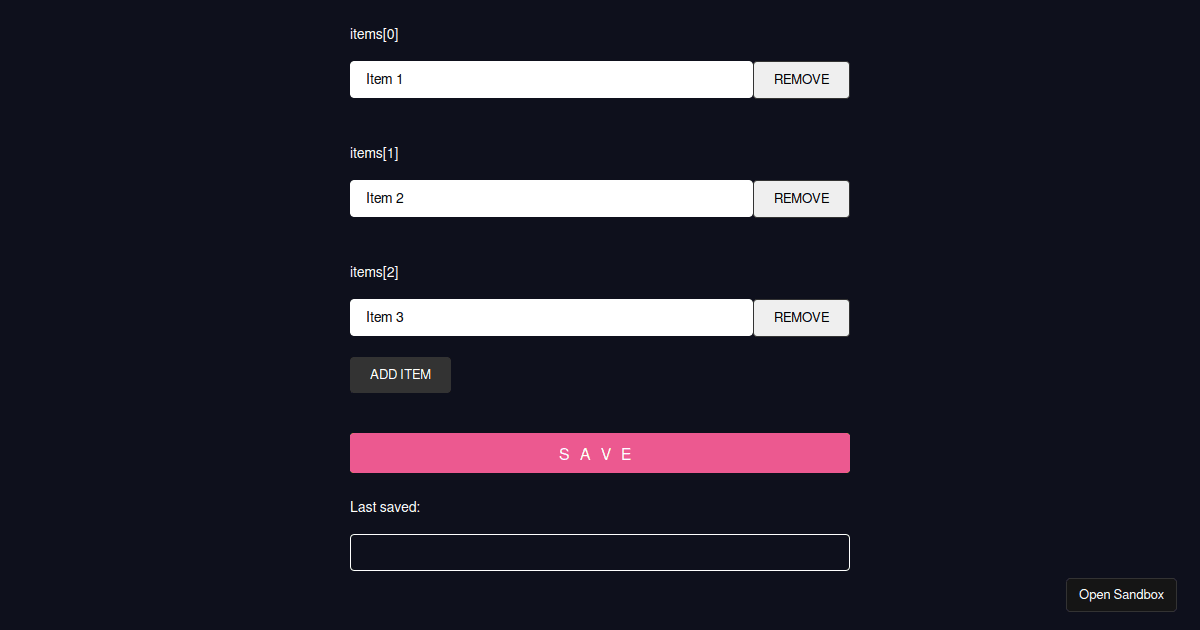 React Hook Form - array with - Codesandbox