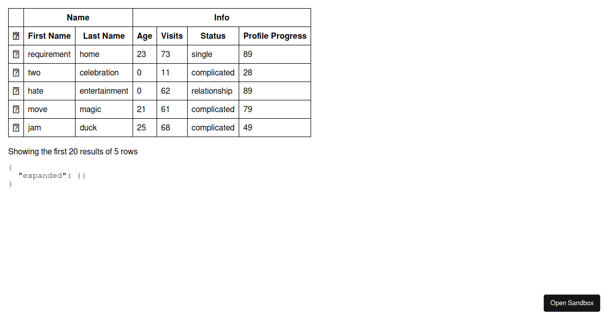 react-table - Codesandbox