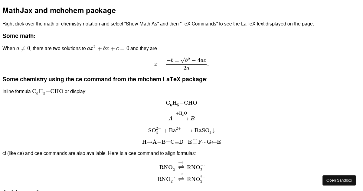 mathjax-prevew (forked) - Codesandbox