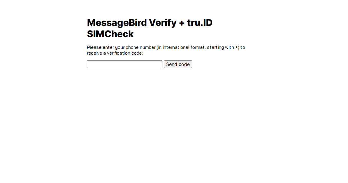 Node Messagebird Verify Example Codesandbox
