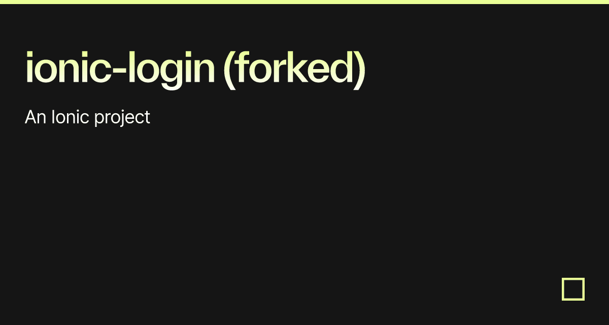 ionic-login (forked) - Codesandbox