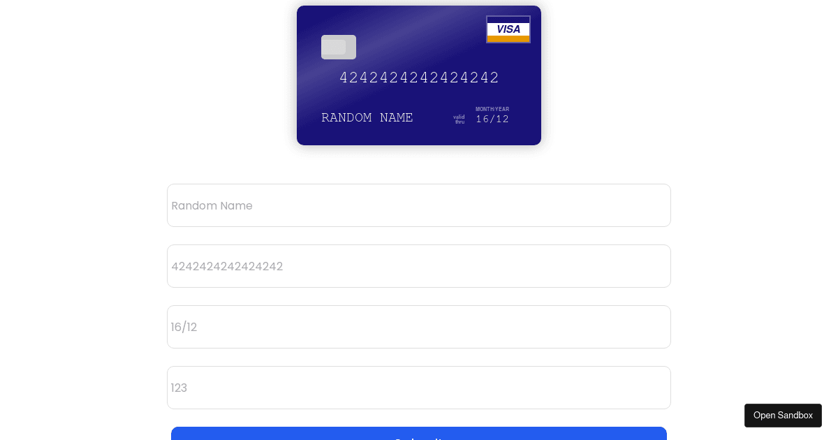 react-credit-card (forked) - Codesandbox