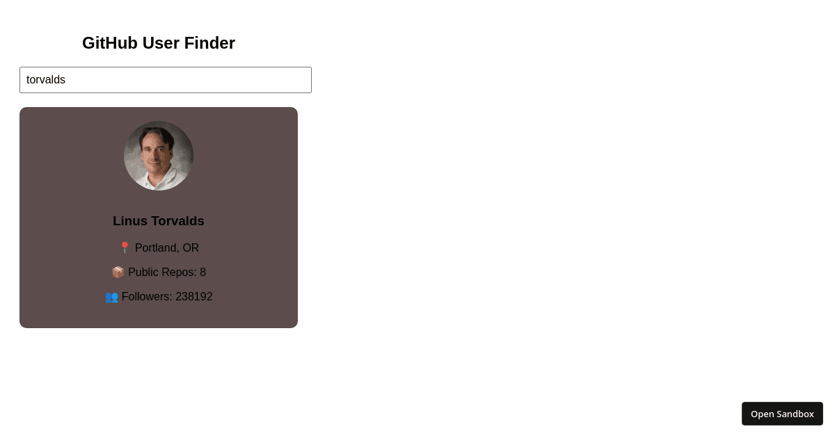 useEffect-GitHubUser - Codesandbox