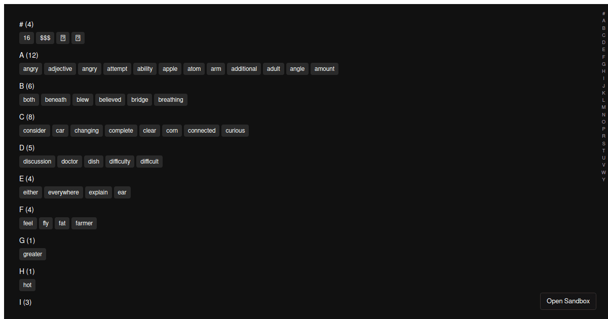 alphabet-list-demo (forked) - Codesandbox