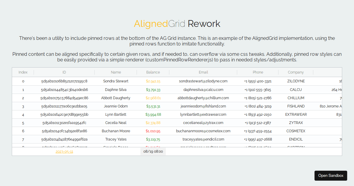 Ag Grid Aligned Rework - Codesandbox