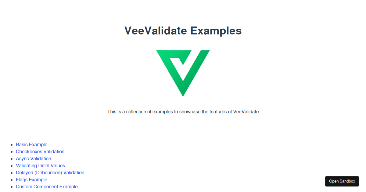 VeeValidate Examples (forked) - Codesandbox
