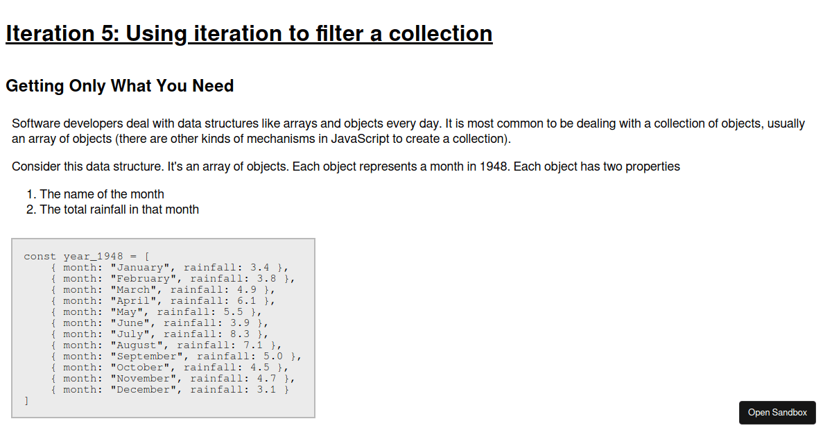 Iteration 5 Using Iteration To Filter A Collection Codesandbox