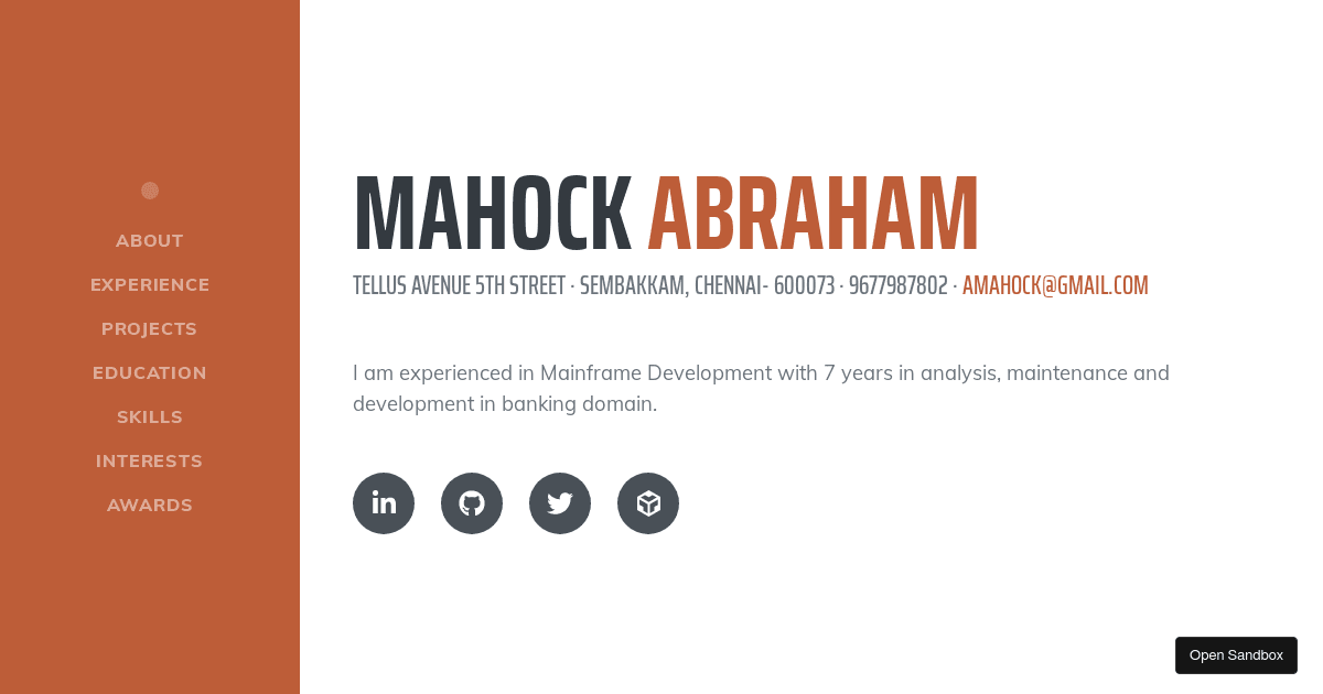 github-mahock-portfolio-resume - Codesandbox