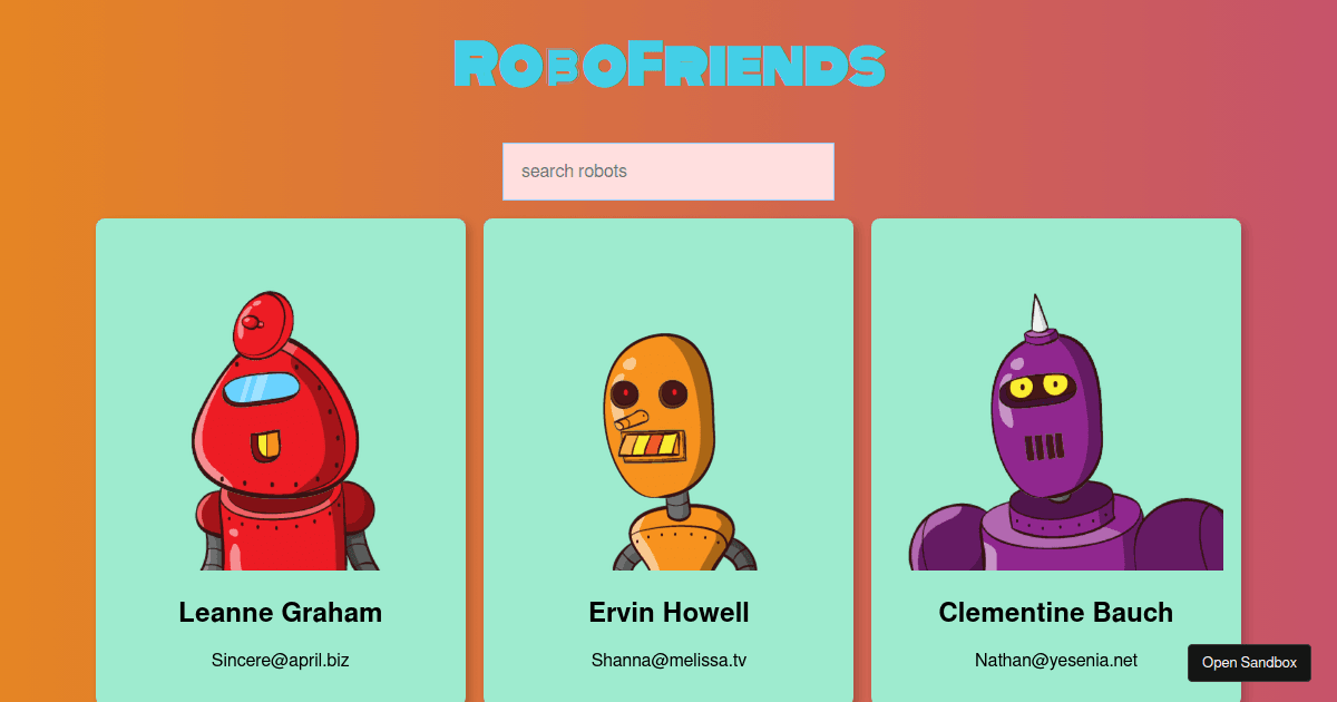 RoboFriends app - Codesandbox
