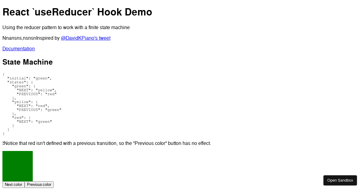 React useReducer Demo - Codesandbox