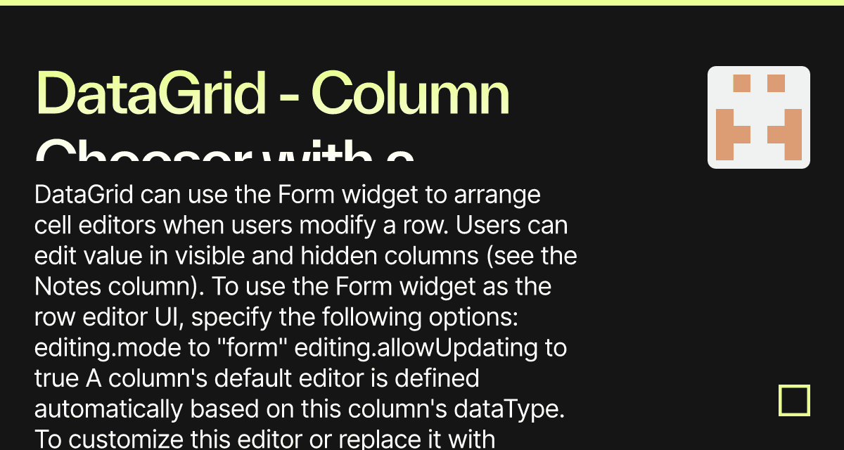 DataGrid - Column Chooser with a lookup column (forked) - Codesandbox