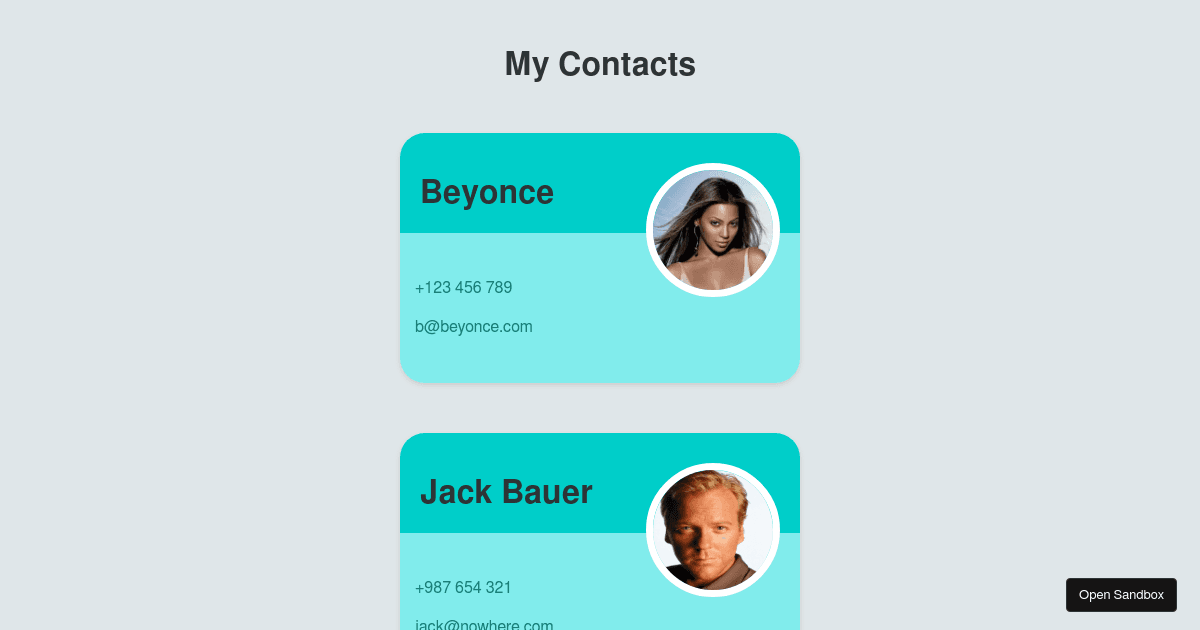 Contacts App - Codesandbox
