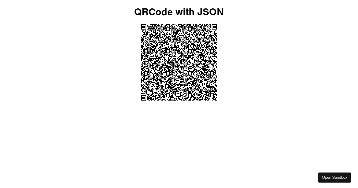 Generate QRCode with JSON data (forked) - Codesandbox