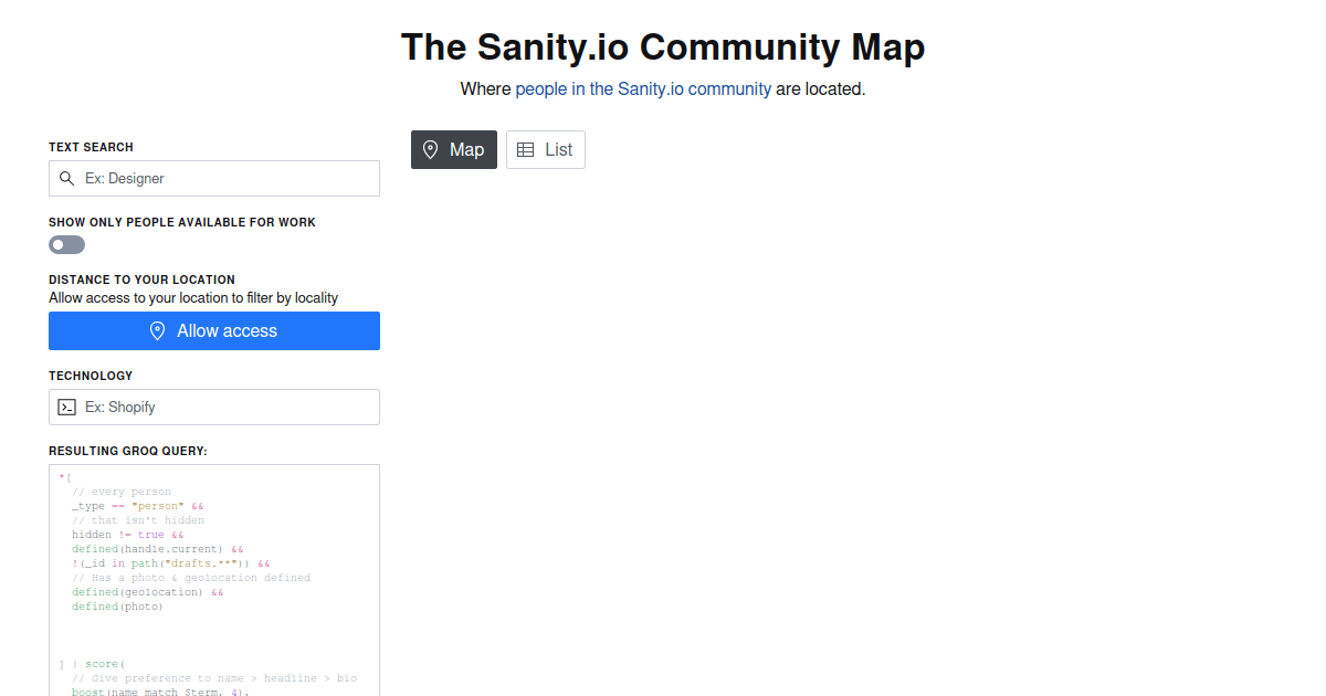 Sanity.io Geopoint Demo - Codesandbox