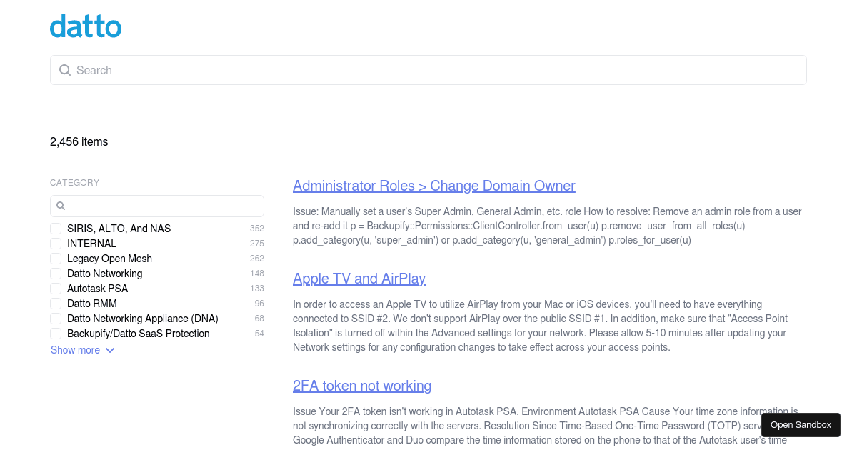 sajari demo - Datto w/buckets - Codesandbox