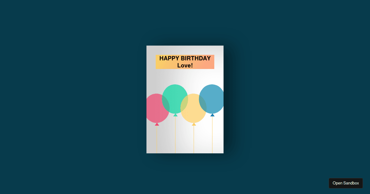 Birthday Card using React.js - Codesandbox