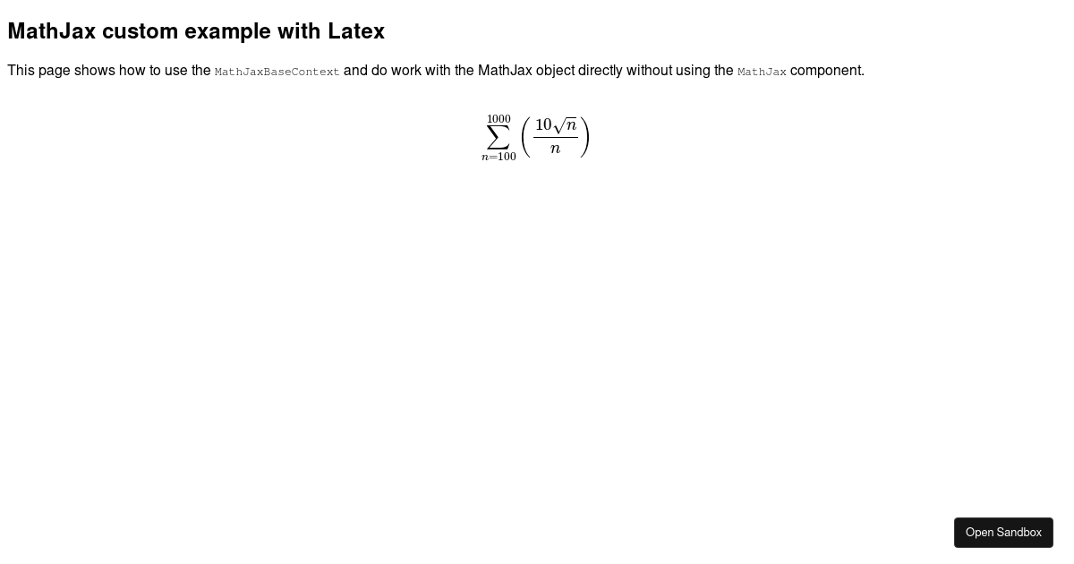 Better React Mathjax Custom Example Latex Codesandbox