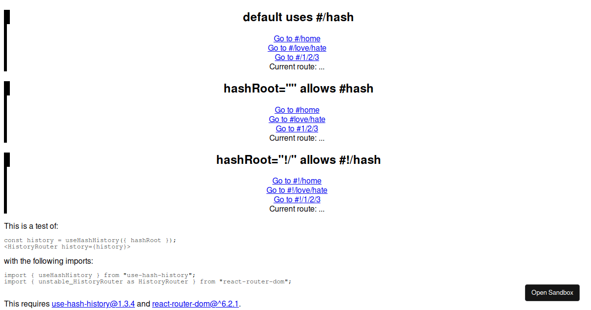 use-hash-history (forked) - Codesandbox
