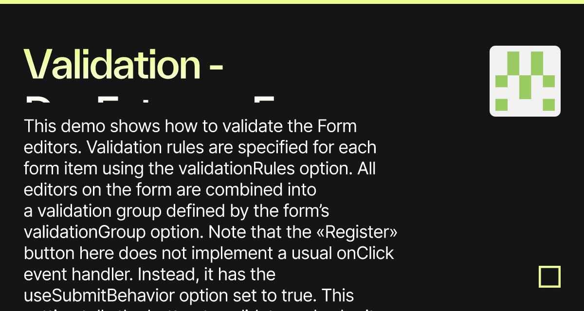 Validation - DevExtreme Form - Codesandbox