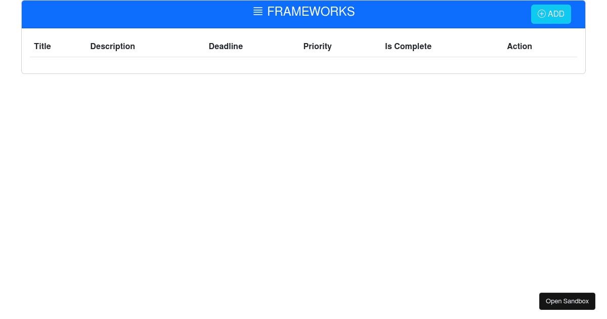 Frameworks Codesandbox