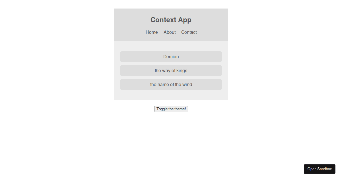 Usecontext Api Codesandbox